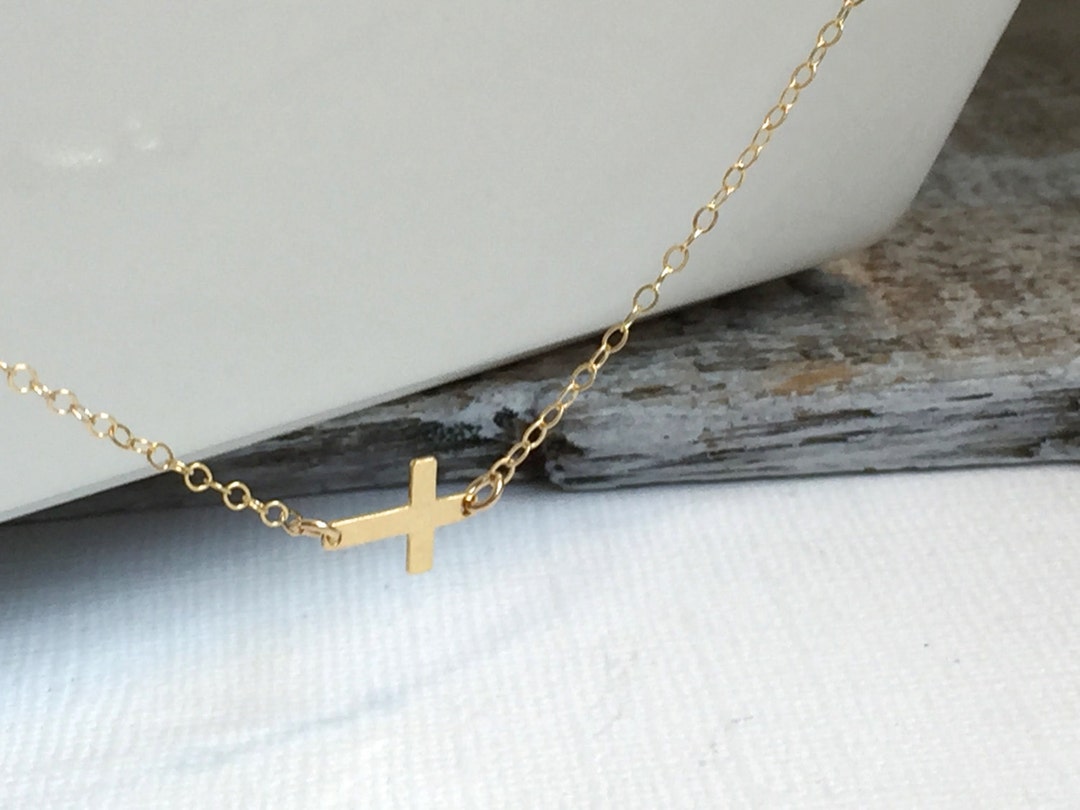 Gold Cross Necklace, Small Gold Cross Necklace, Little Gold Cross ...