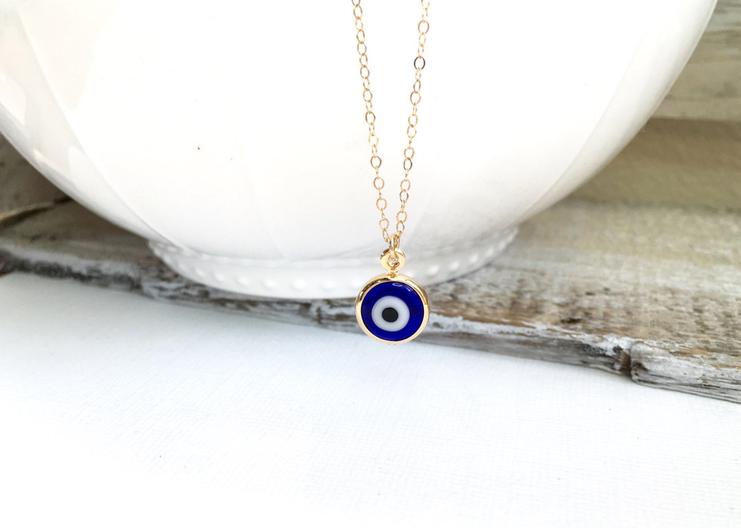 Gold Filled Turkish Glass Evil Eye Necklace, Gift for Her, Layering ...