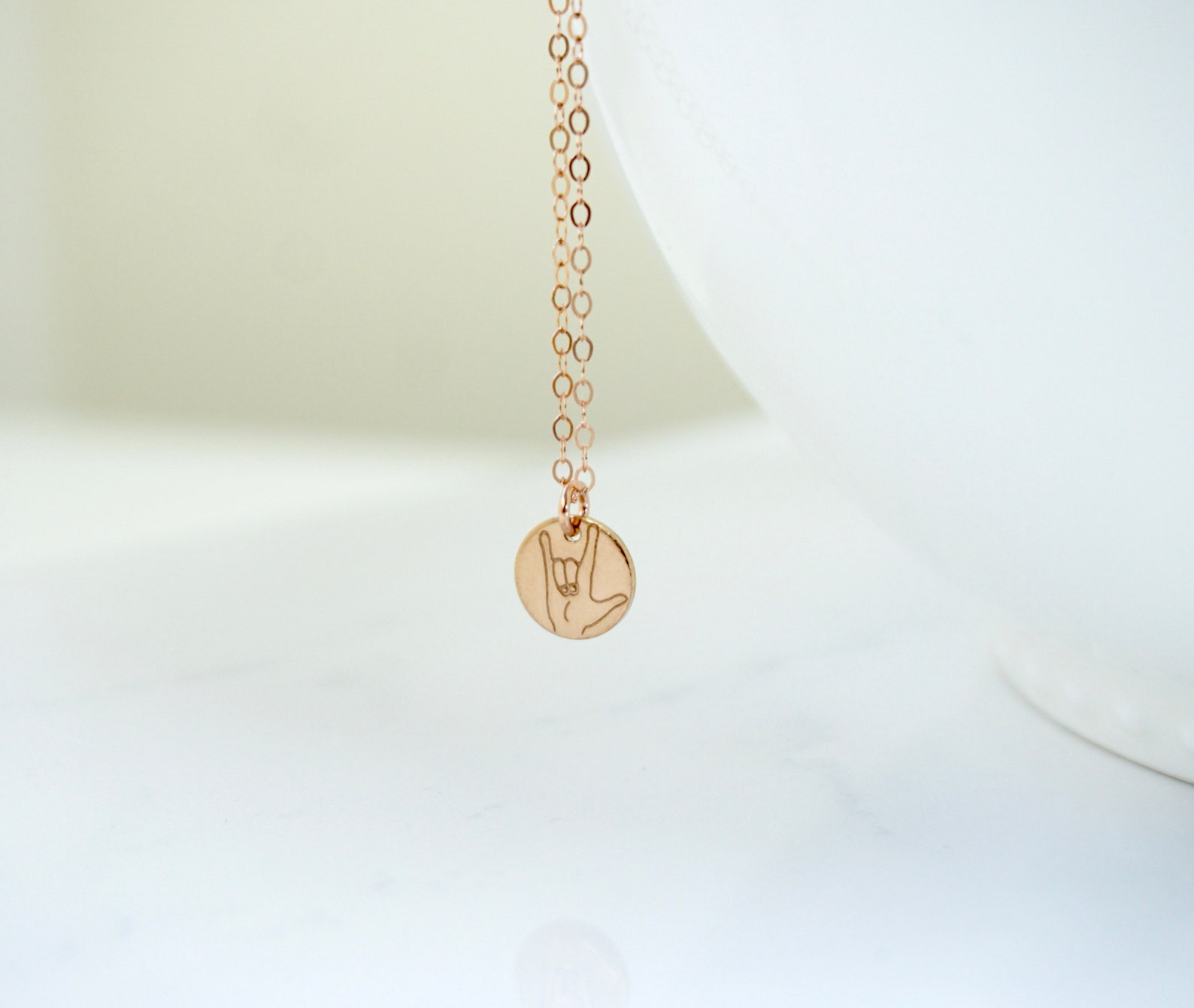 ASL Love Charm Necklace, I Love You Sign Language Necklace, Gift for ...