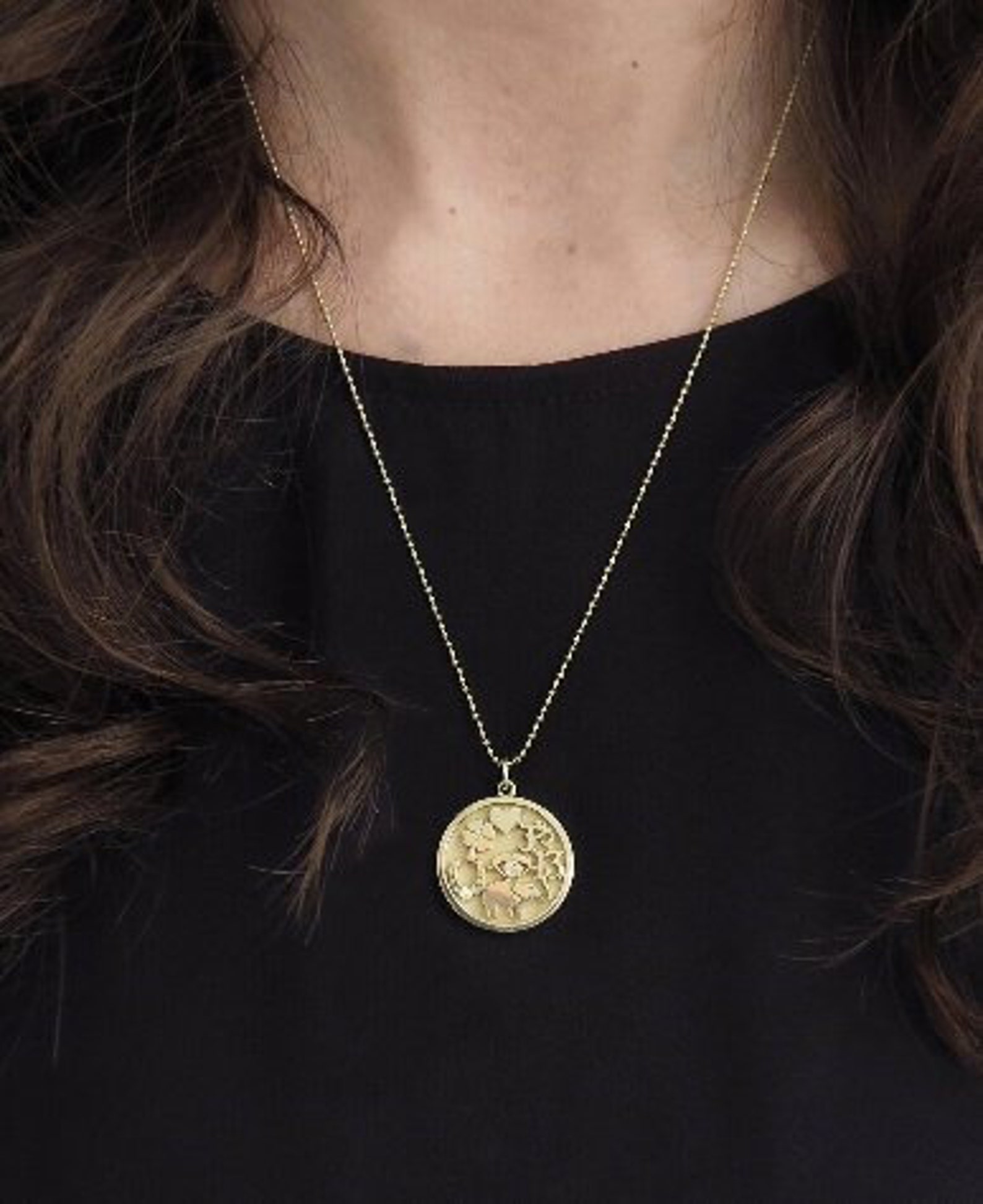Silver Good Luck Medallion, Ohm Necklace, Evil Eye Necklace, Heart ...