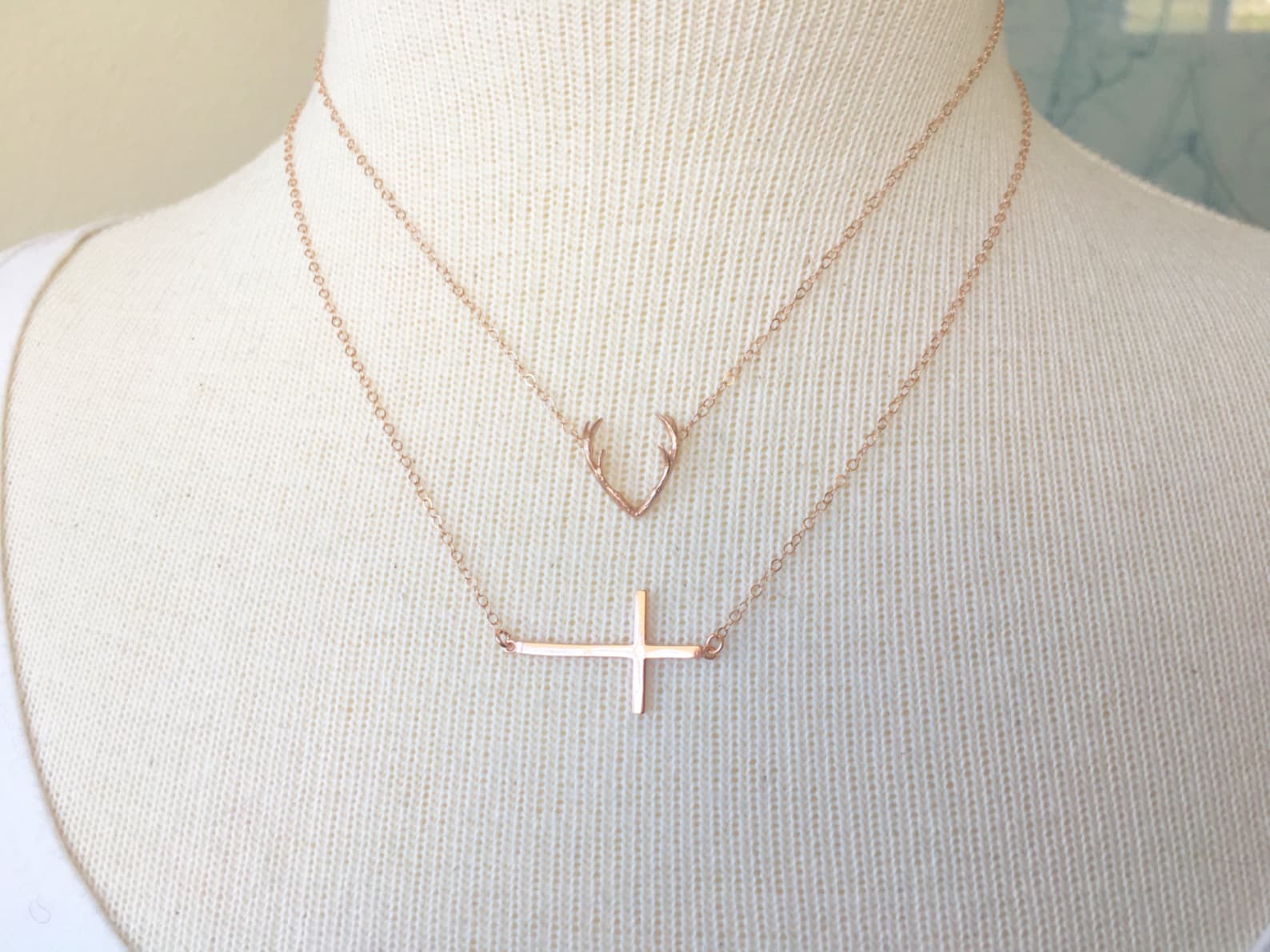 Rose Gold Sideways Cross Necklace Gold Cross Necklace | Etsy