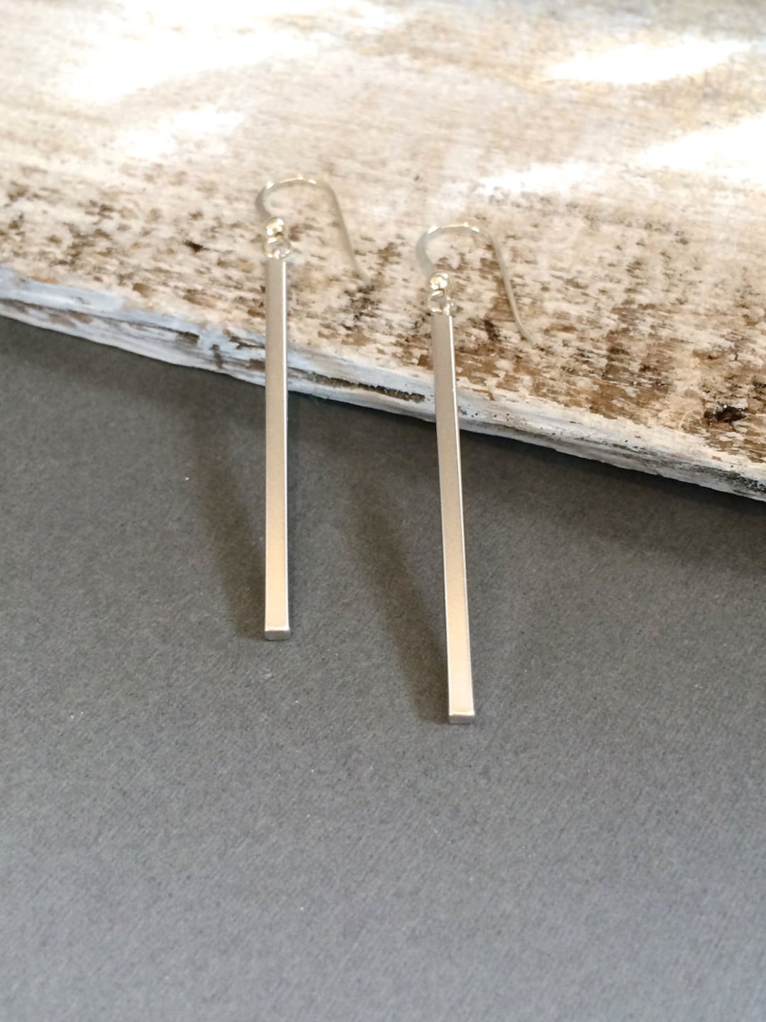 Silver Long Bar Dangle Earrings, Silver Bar Earrings, Sterling Silver ...