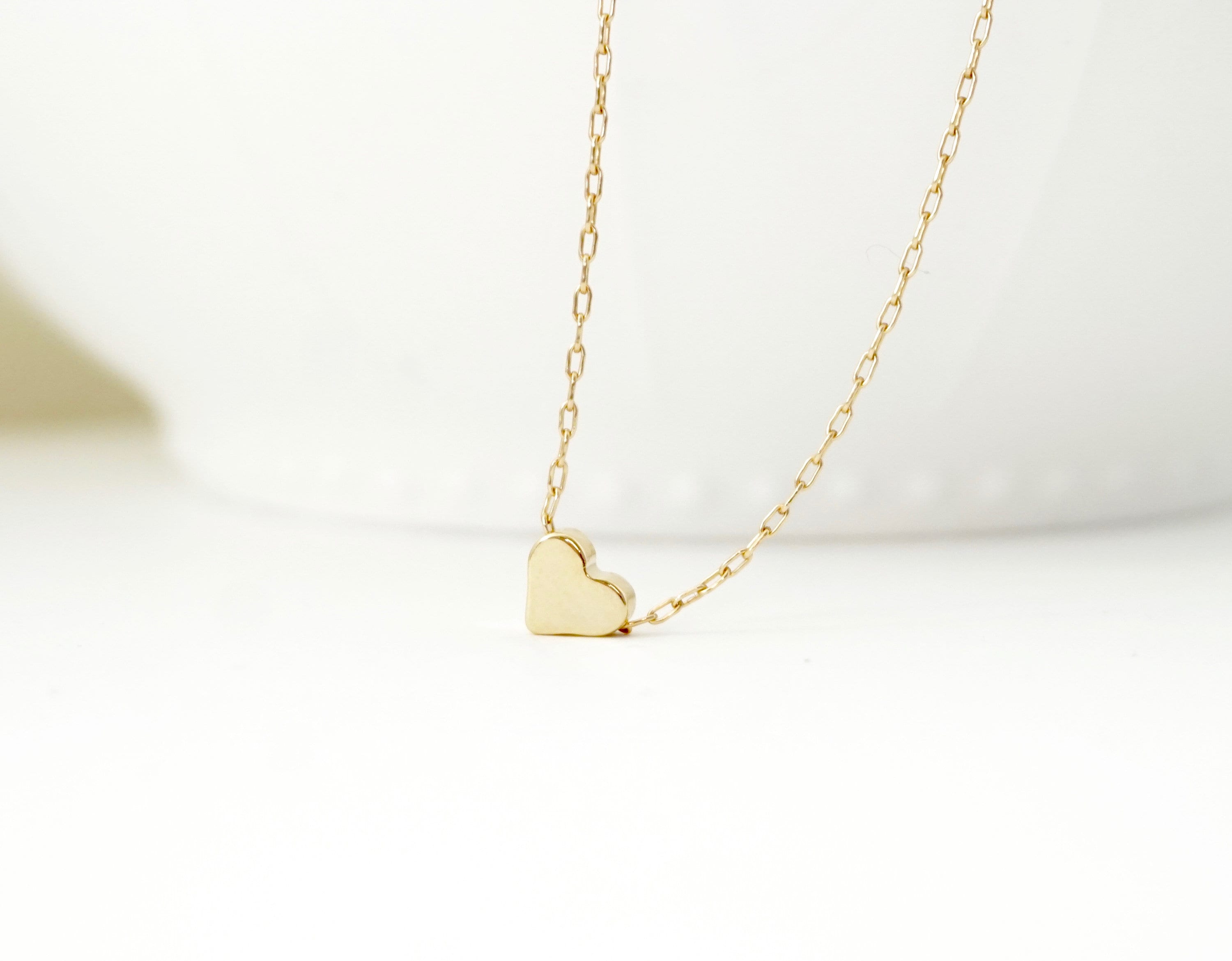 Gold Floating Heart Necklace Sterling Silver Heart Necklace | Etsy