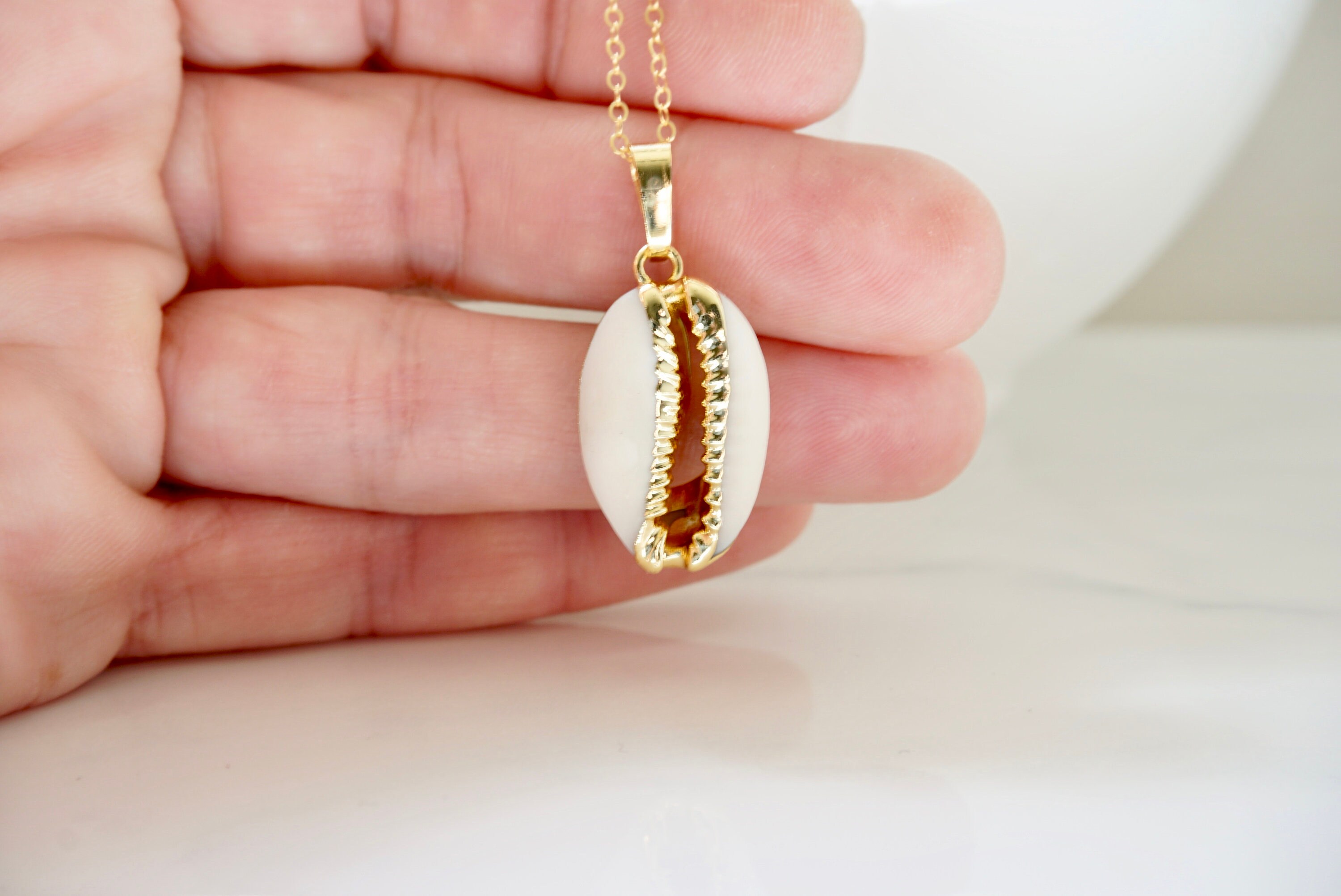 Real Natural 24k Gold Dipped Cowrie Shell Pendant Necklace | Etsy