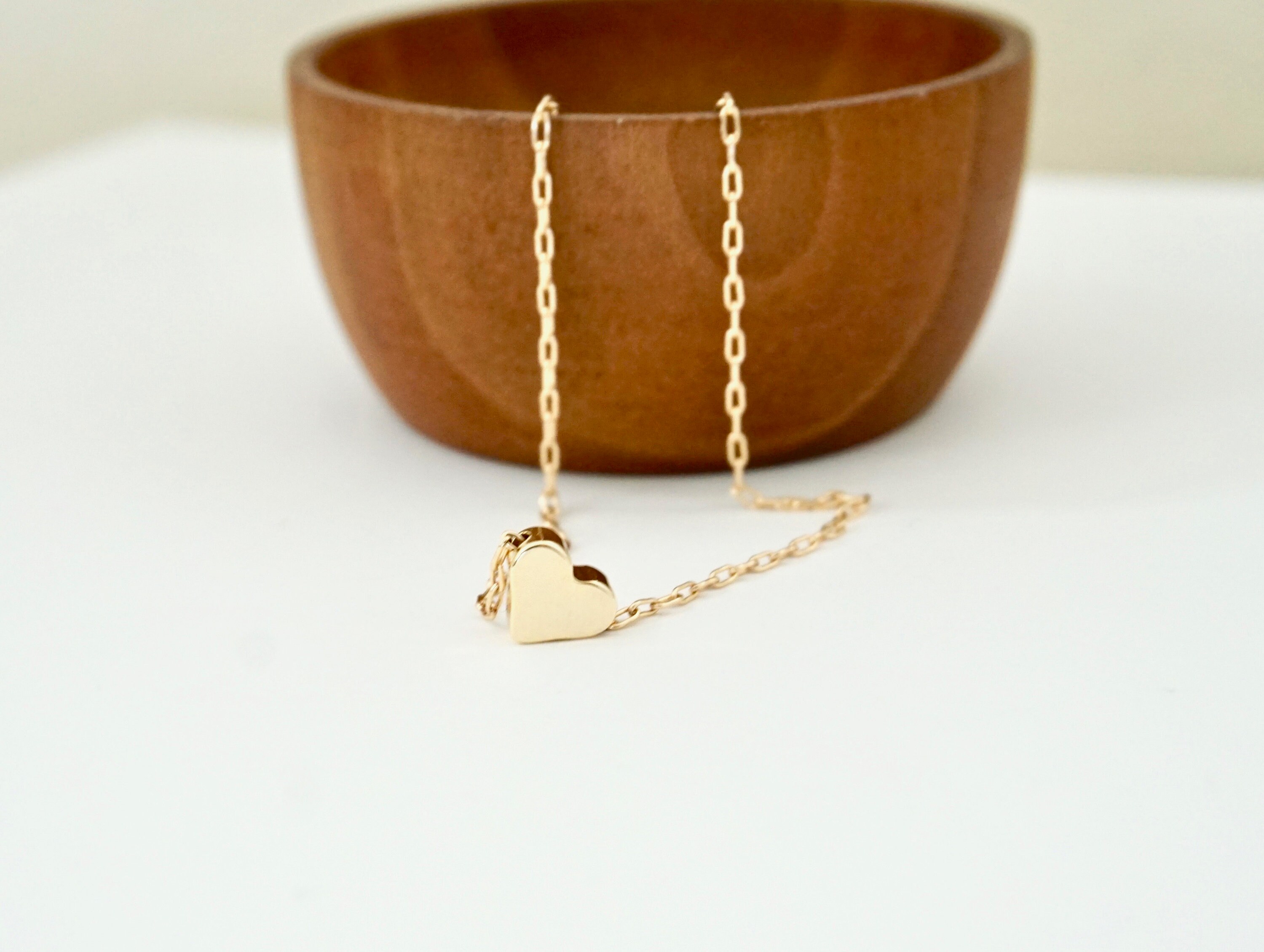 Gold Floating Heart Necklace, Sterling Silver Heart Necklace, Gift for ...