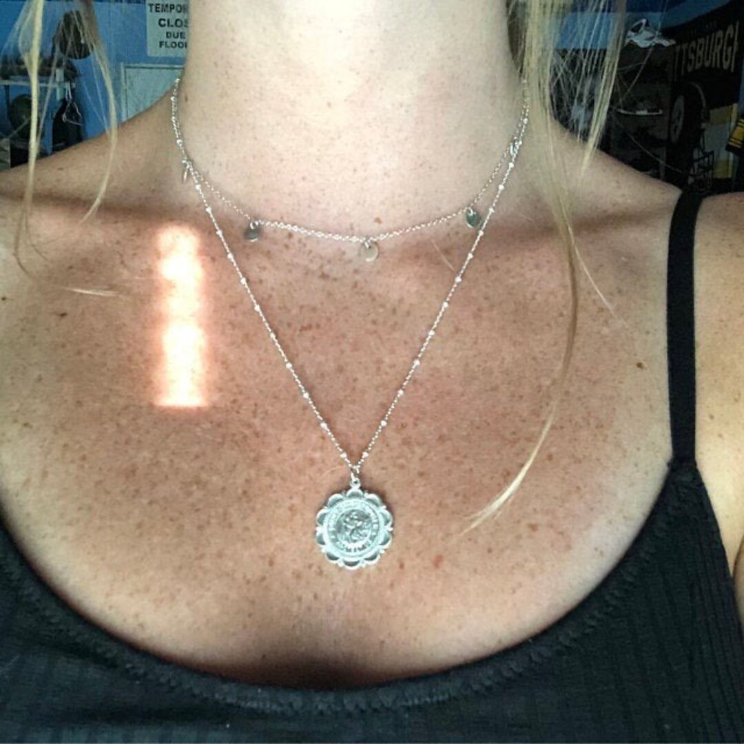 Sterling Silver Coin Choker Necklace, Rose Gold Dotted Choker, Dotted ...