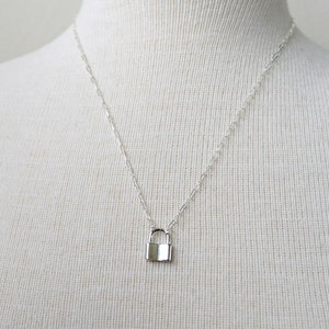 Silver Lock Necklace, Sterling Silver Paperclip Chain Love Lock ...