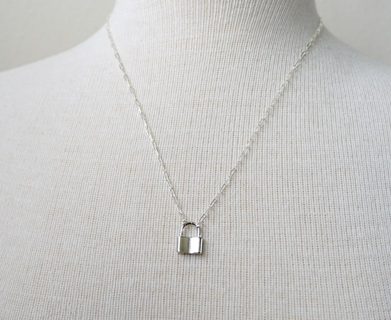 Silver Lock Necklace Sterling Silver Paperclip Chain Love - Etsy