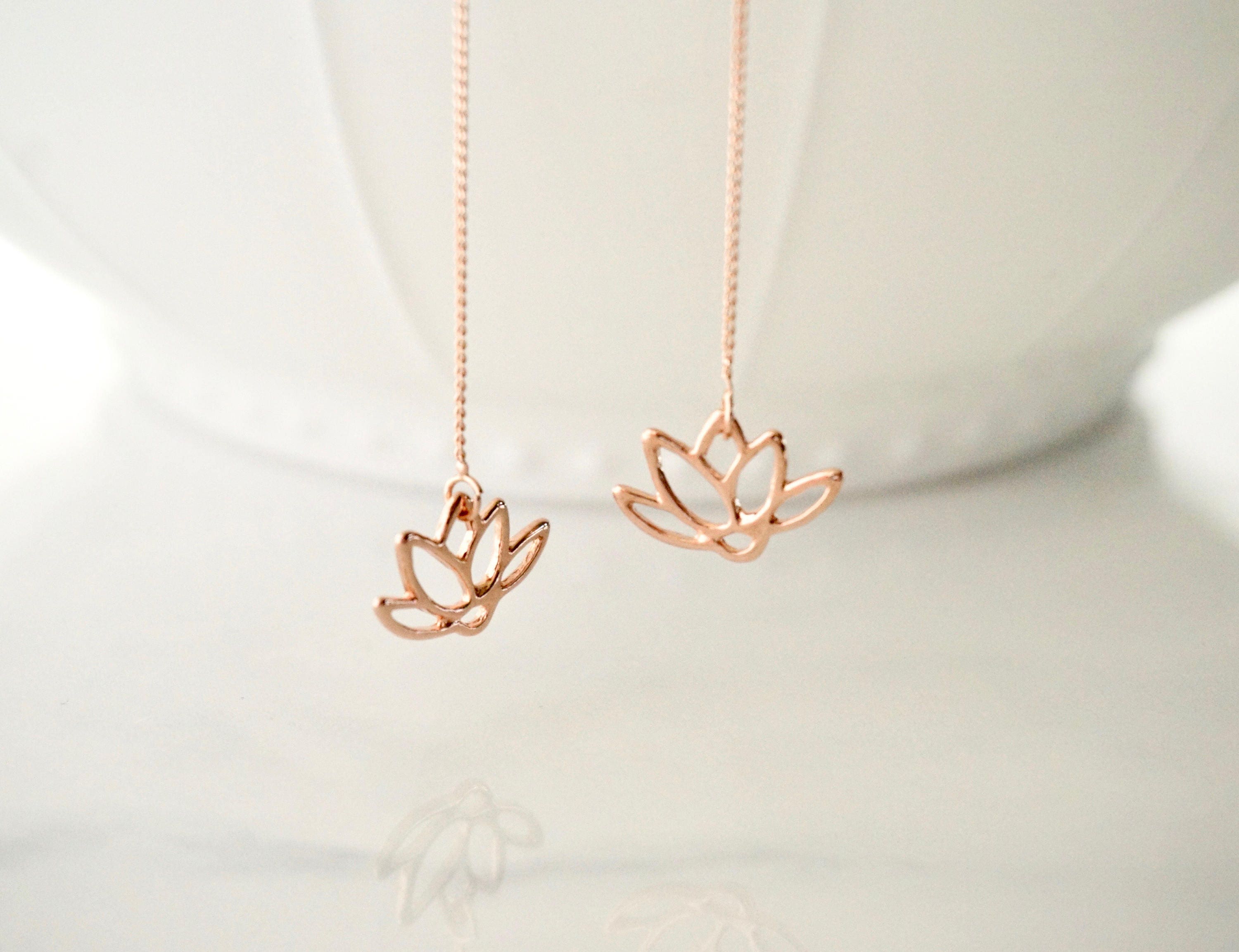 Lotus Flower Earrings, Gold Lotus Flower, Silver Lotus Flower, Pink ...