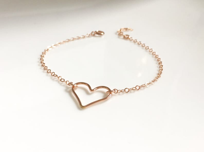 Rose Gold Filled Open Heart Bracelet Sterling Heart Bracelet | Etsy