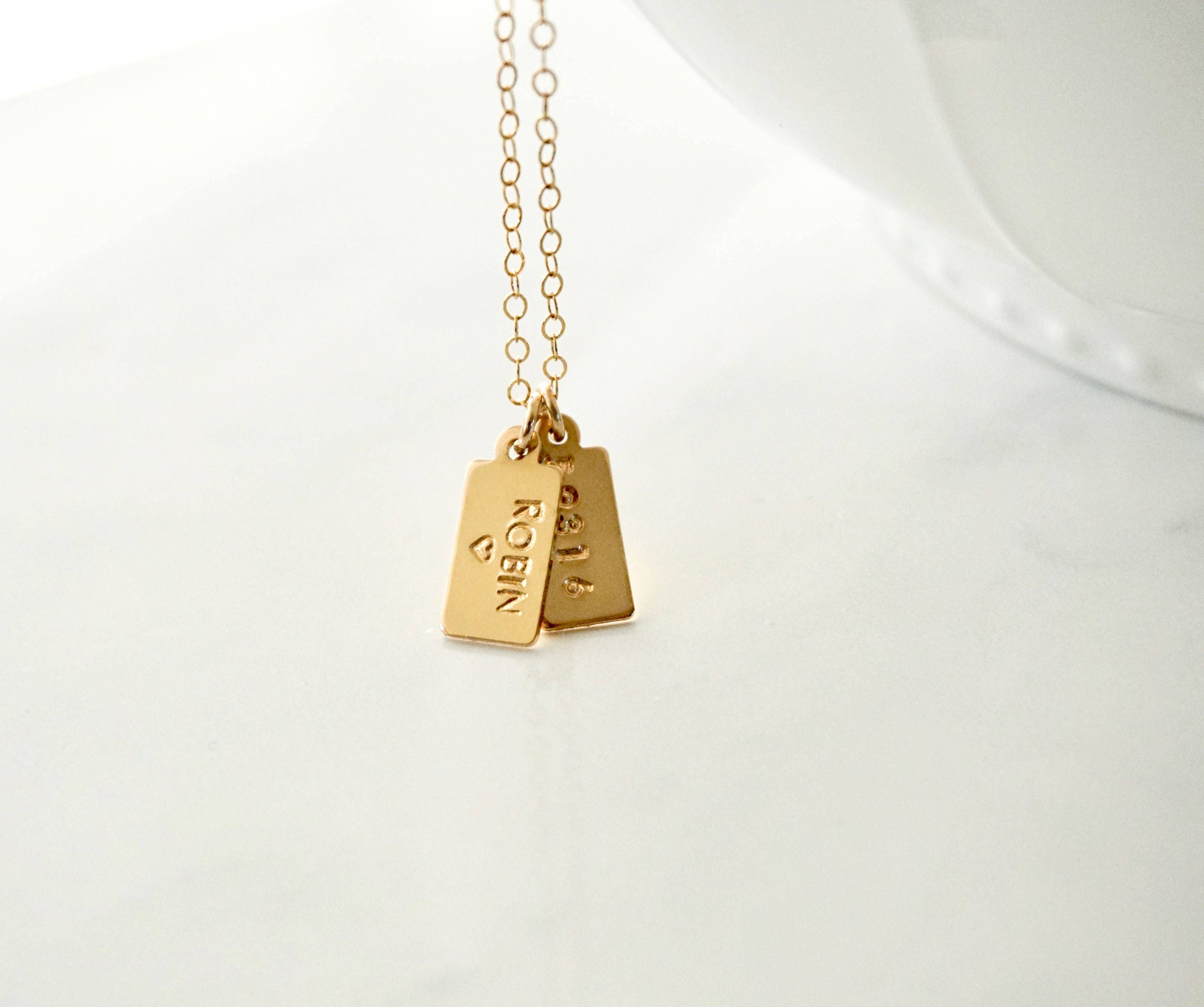 Initial Necklace Personalized Tag Necklace Gold Tag | Etsy