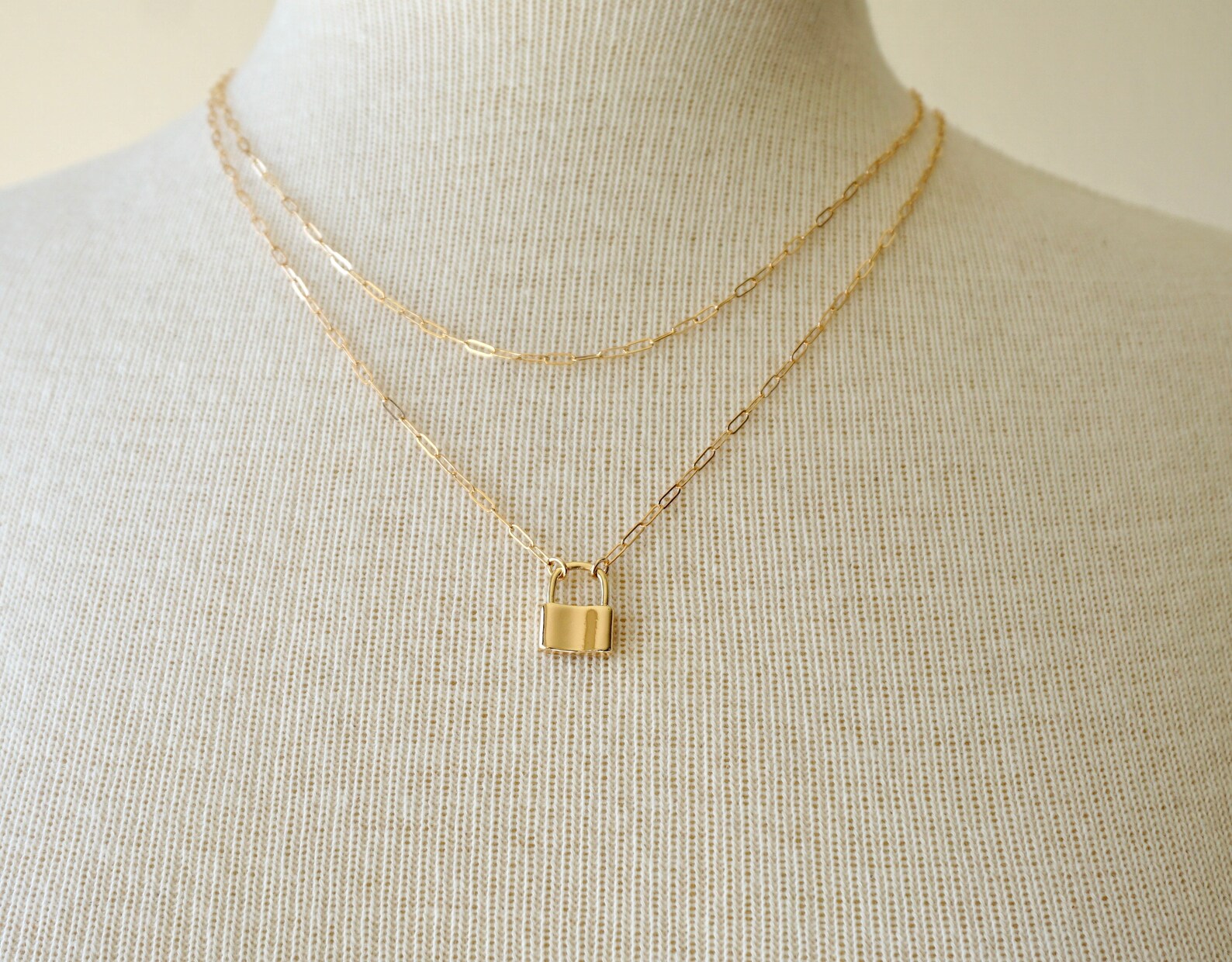 Padlock Necklace With Long Drawn Chain Gold Lock Necklace - Etsy