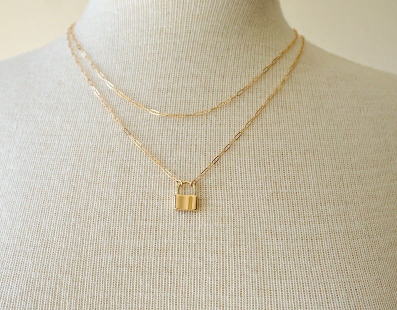 Padlock Necklace With Long Drawn Chain Gold Lock Necklace - Etsy