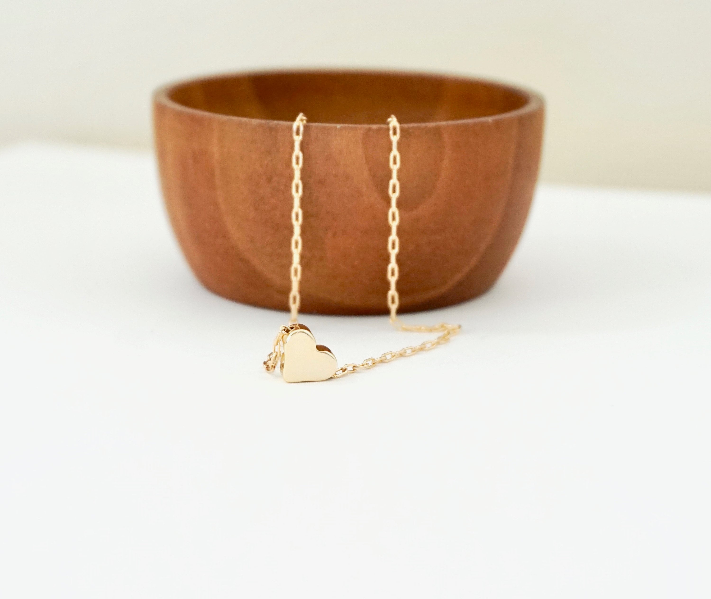 Gold Floating Heart Necklace, Sterling Silver Heart Necklace, Gift for ...