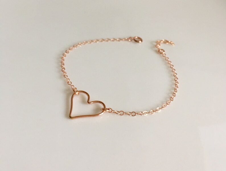 Rose Gold Filled Open Heart Bracelet Sterling Heart Bracelet | Etsy