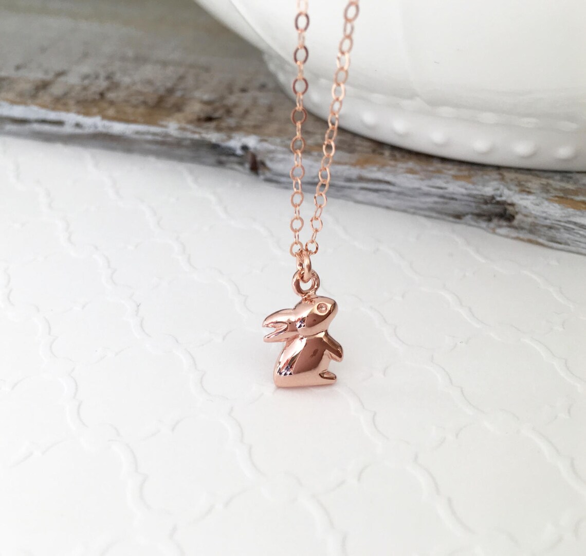 Sterling Silver Bunny Necklace Pink Easter Bunny Necklace - Etsy