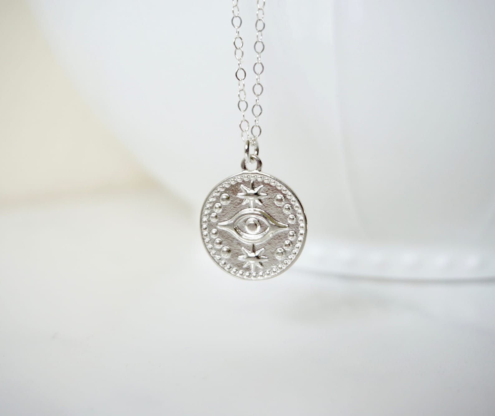 Sterling Silver Evil Eye Necklace Evil Eye Necklace Silver | Etsy