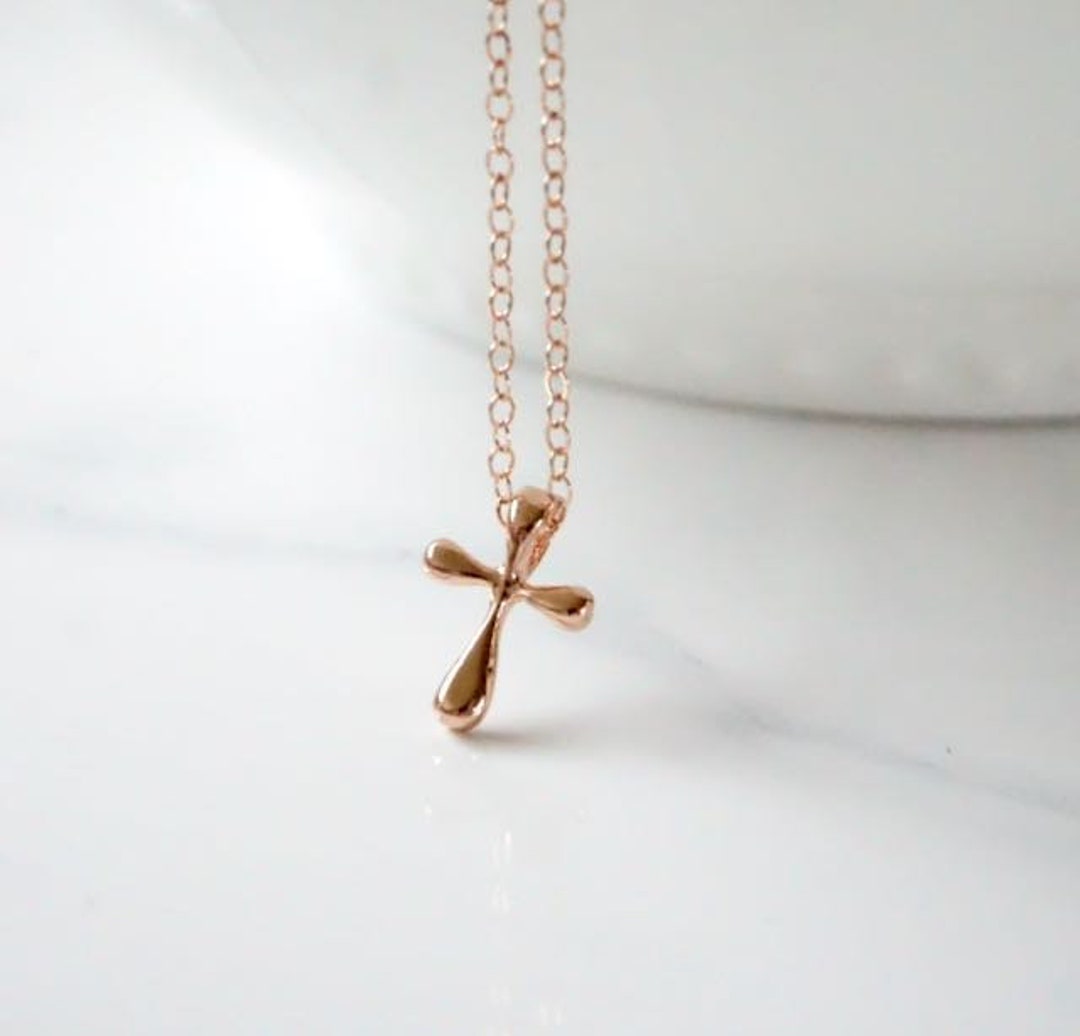 Rose Gold Cross Necklace, Gold Cross Necklace, Sterling Silver Cross ...