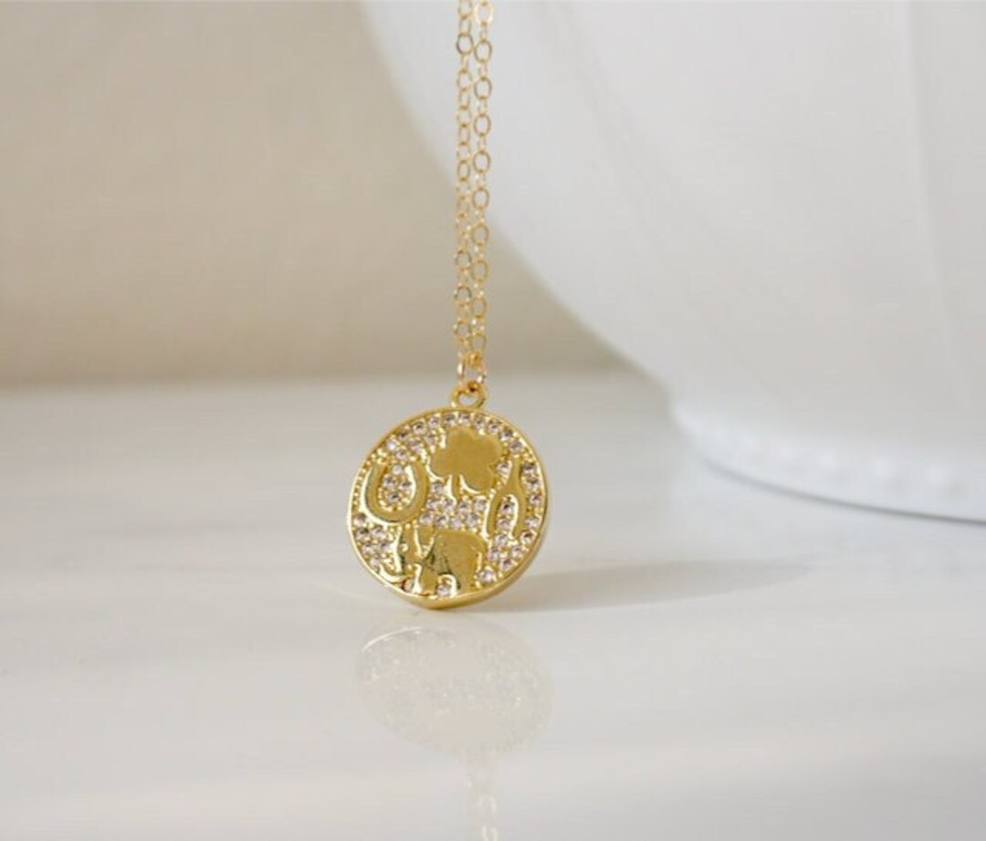 Good Luck Elephant Medallion, Ohm Necklace, Evil Eye Necklace, Heart ...