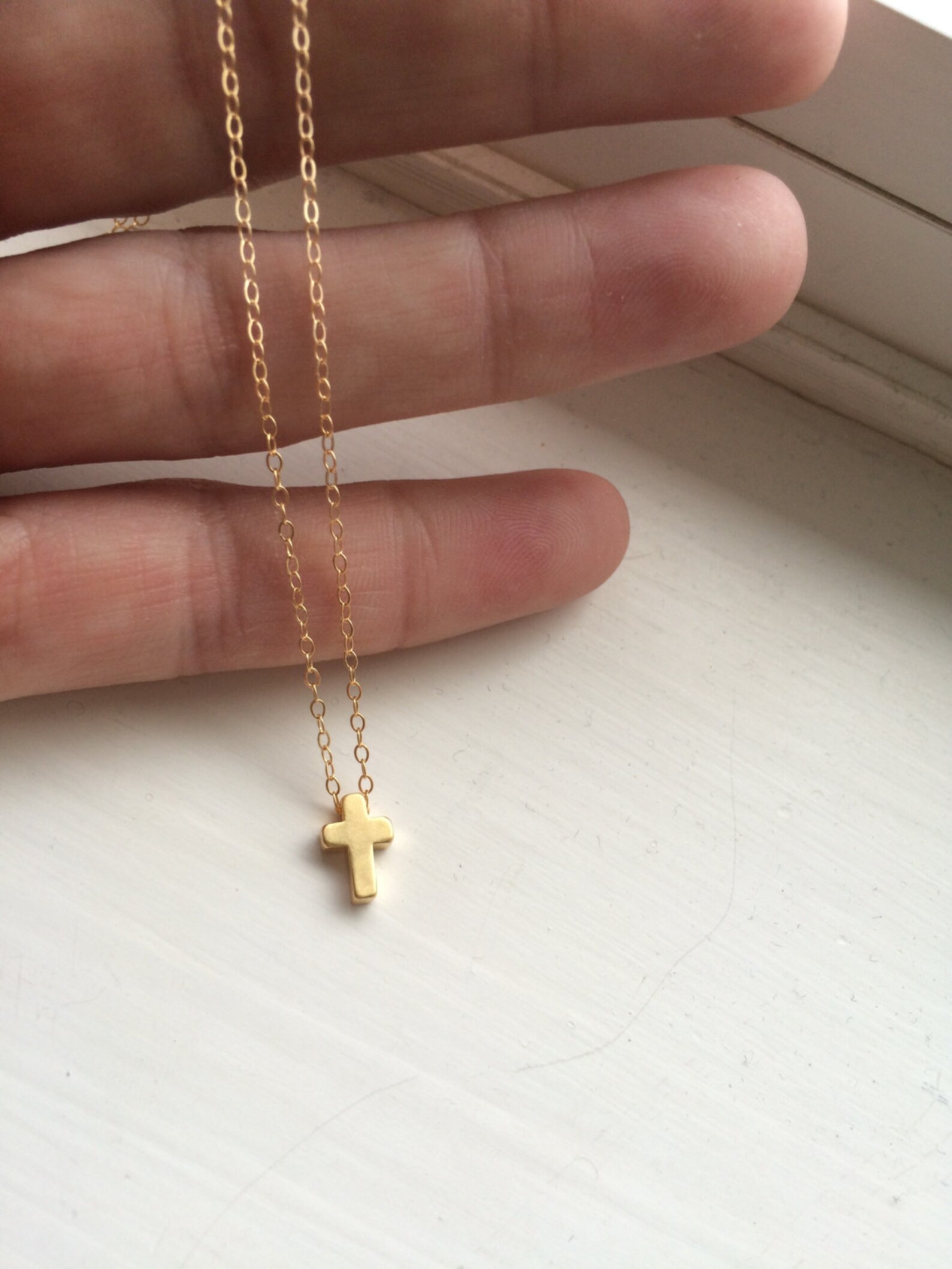Tiny Gold Cross Necklace, Gold Filled Necklace, Silver Cross Necklace ...