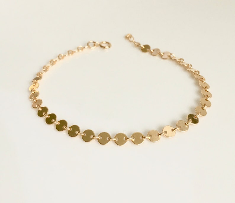 Gold Disc Coin Anklet, 14kt Gold Filled Disc Chain Anklet, Rose Gold ...