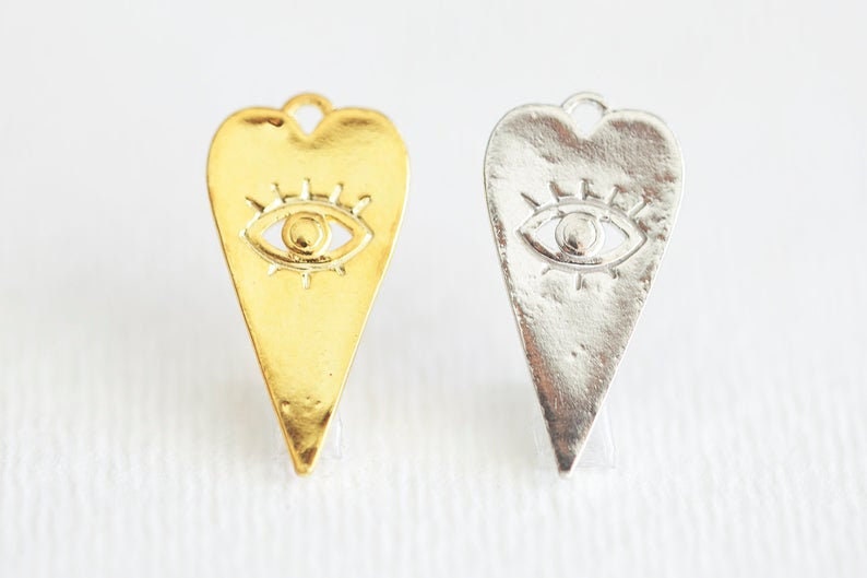 Gold Evil Eye Heart Pendant Necklace Silver Evil Eye Heart - Etsy
