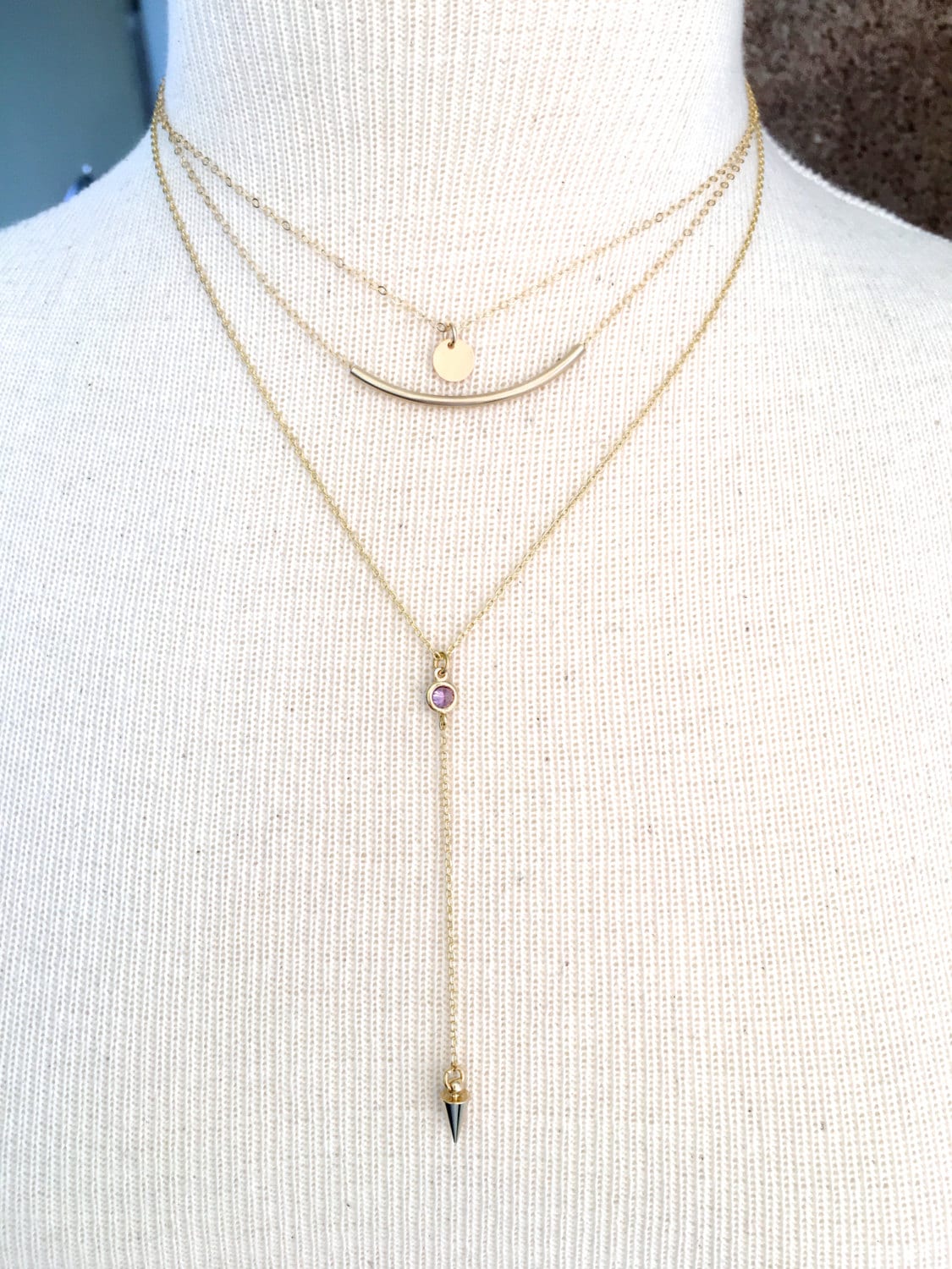 14k Gold Filled Gold Curved Bar Necklacesterling Silver Tube - Etsy