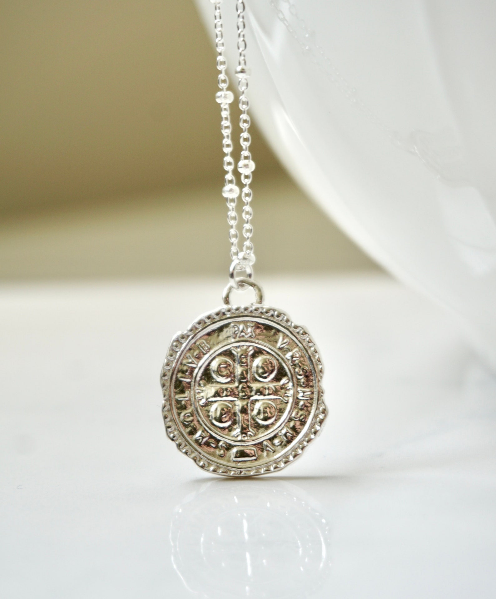 Greek Coin Necklace Sterling Silver Medallion Necklace Gold - Etsy