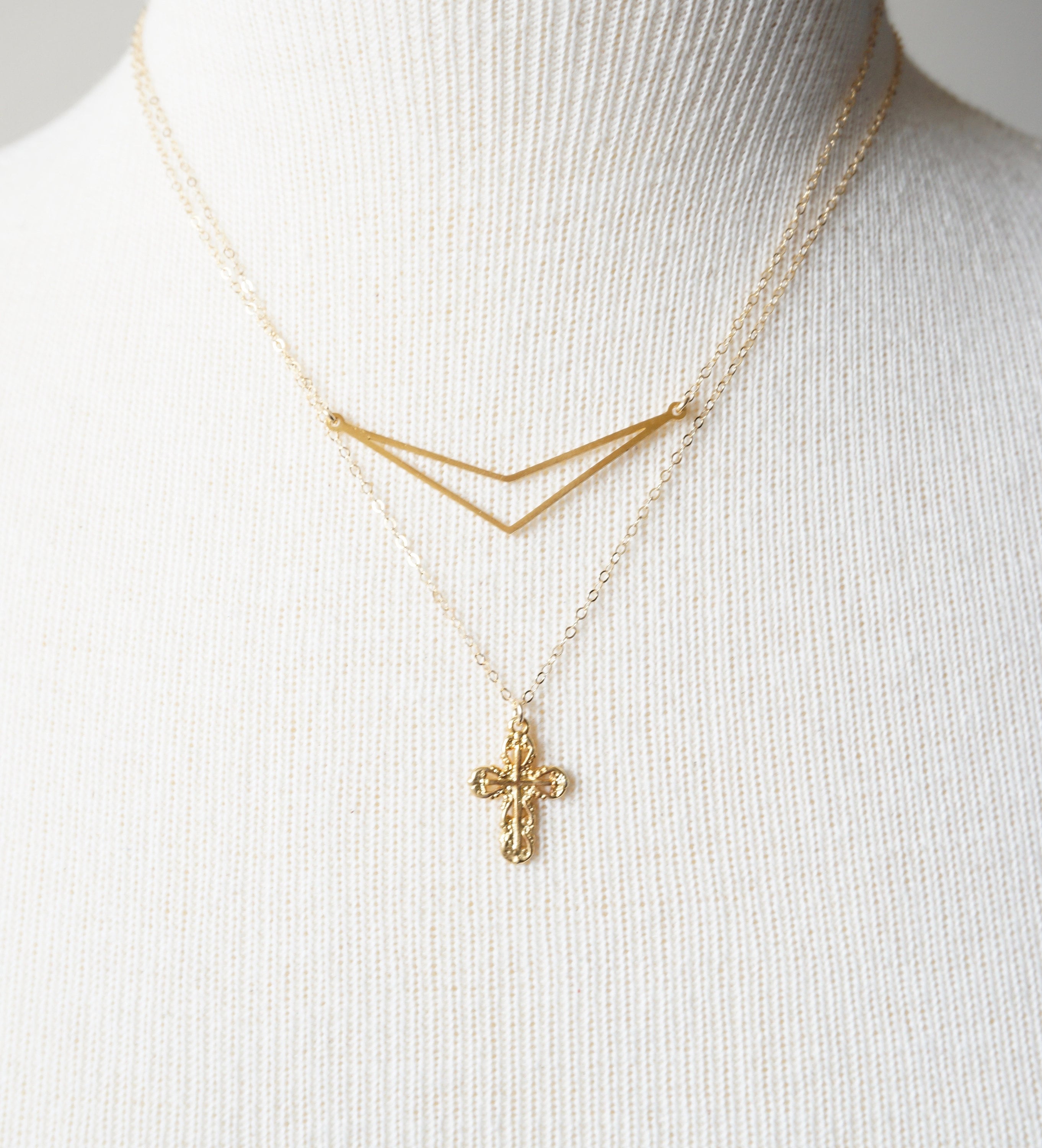 Detailed Filigree Gold Shiny Cross Necklace Everyday Cross - Etsy