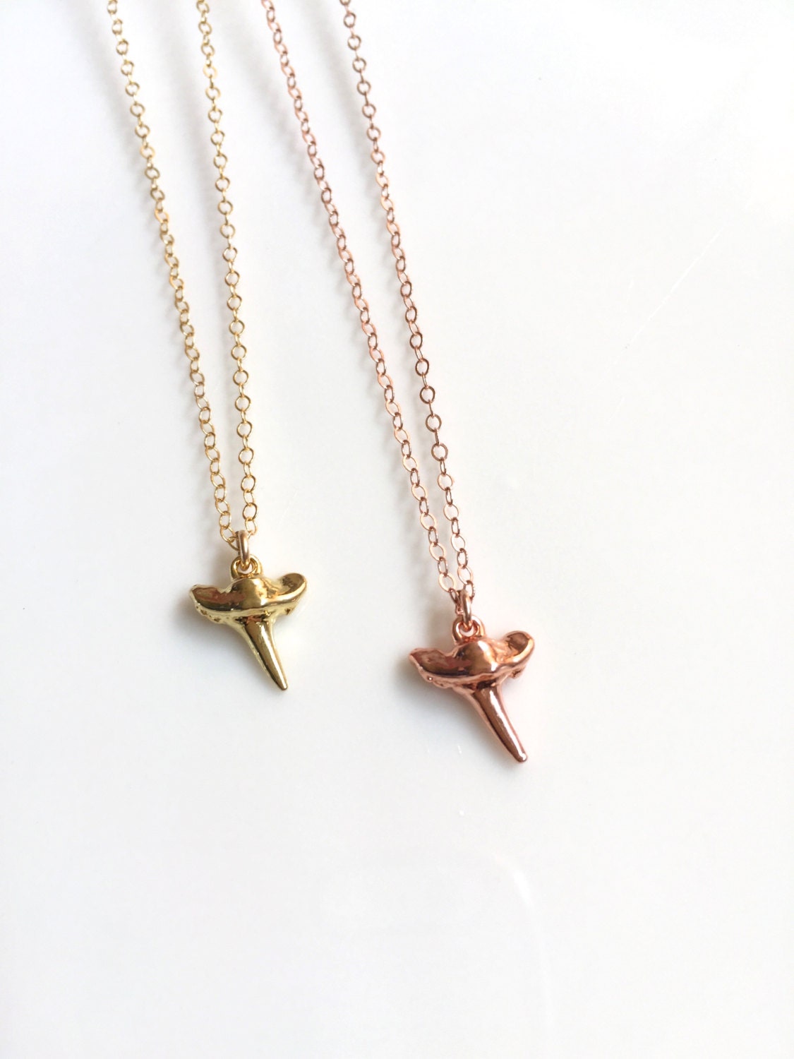 Rose Gold Shark Tooth Necklace Shark Tooth Necklace Minimal - Etsy
