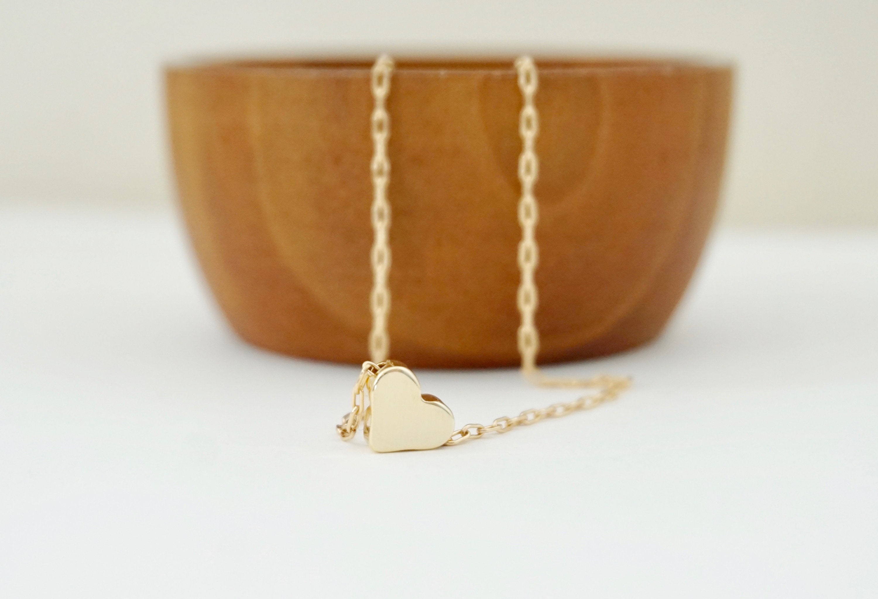 Gold Floating Heart Necklace, Sterling Silver Heart Necklace, Gift for ...