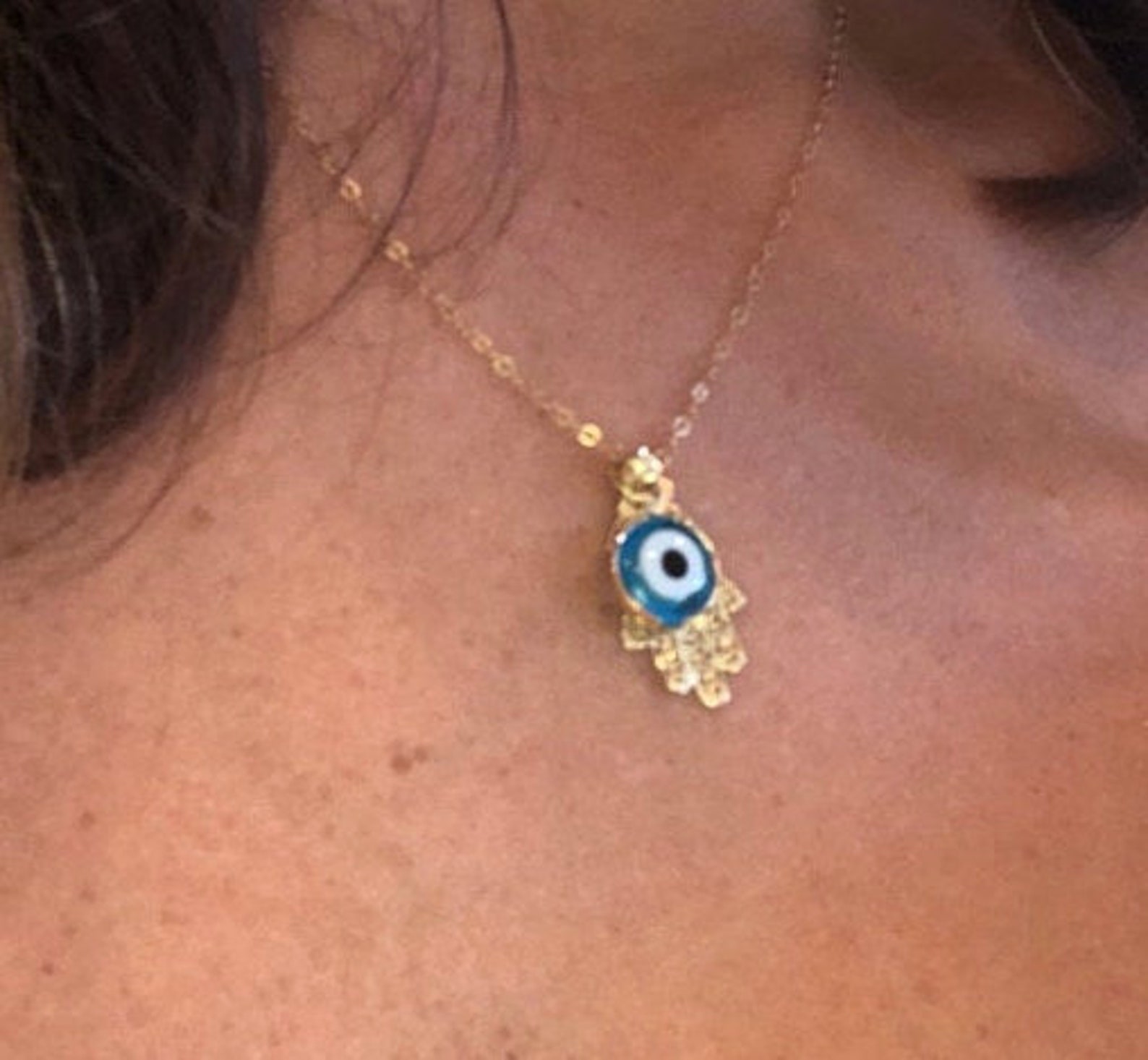 Blue Turquoise Evil Eye Necklace Handmade Turkish Glass 18kt - Etsy