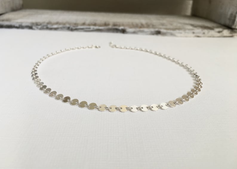 Sterling Silver Coin Disc Choker Necklace, Gold Filled Dotted Choker ...