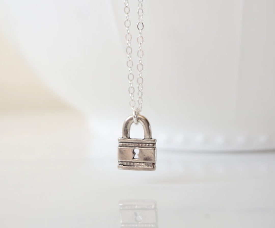 Sterling Silver Lock Necklace, Love Lock Necklace, 925 Sterling Silver ...