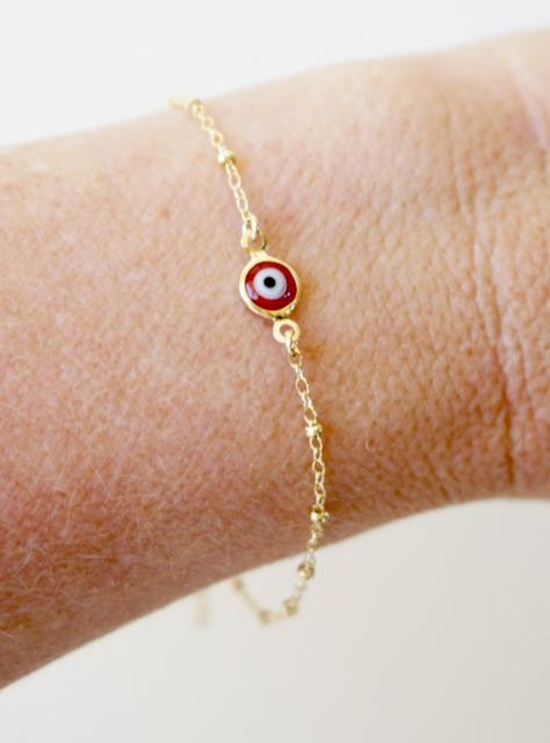 Gold Filled Beaded Red Evil Eye Bracelet Green Evil Eye | Etsy