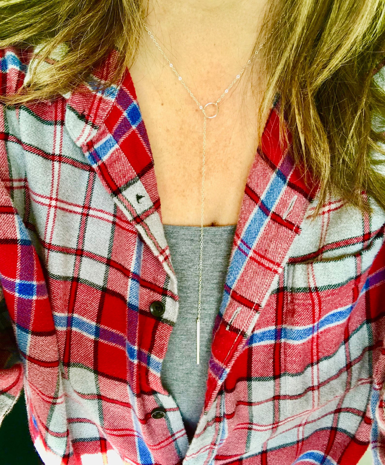 Sterling Silver Drop Bar Lariat Lariat Necklace Ring and Bar - Etsy