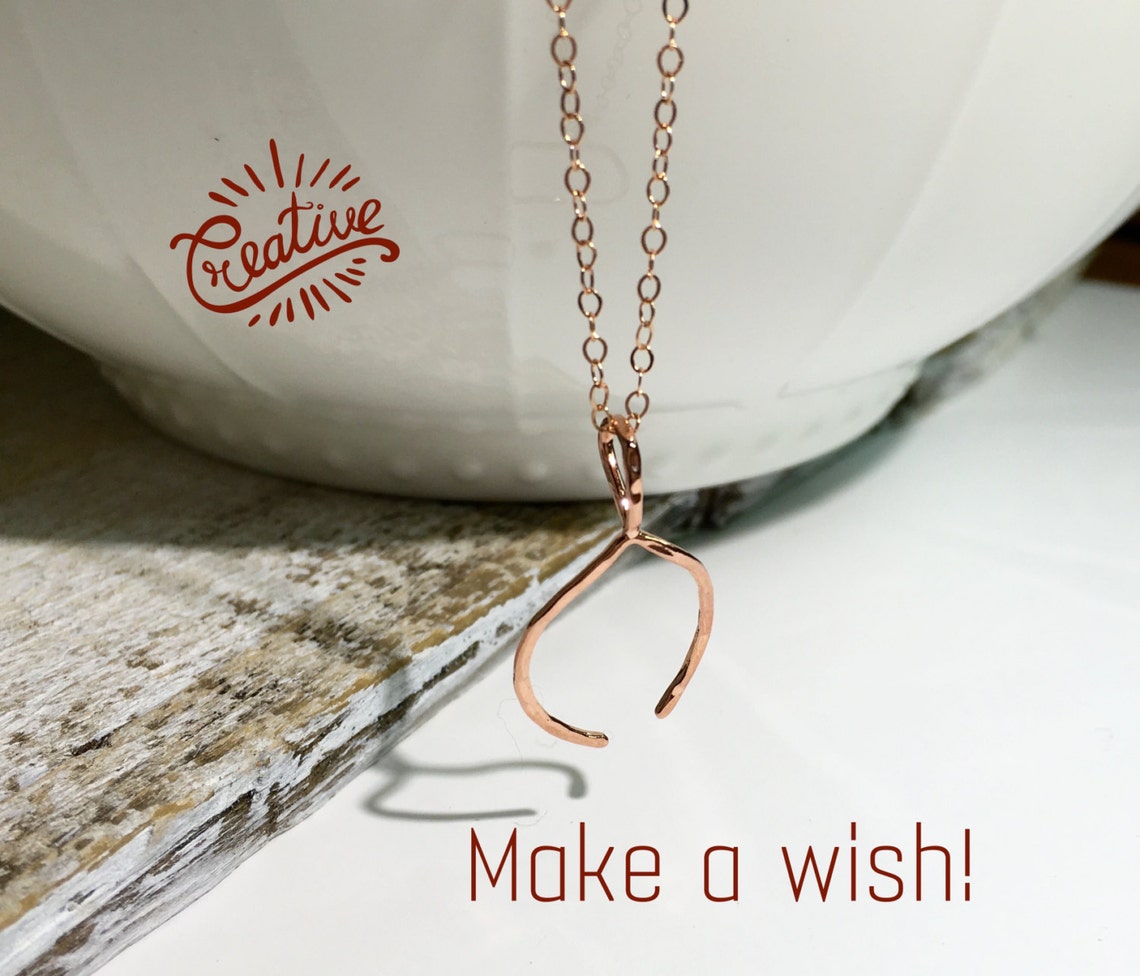 Make a Wish! New! Gold Wishbone Necklace, Bohemian Necklace, Rose Gold ...