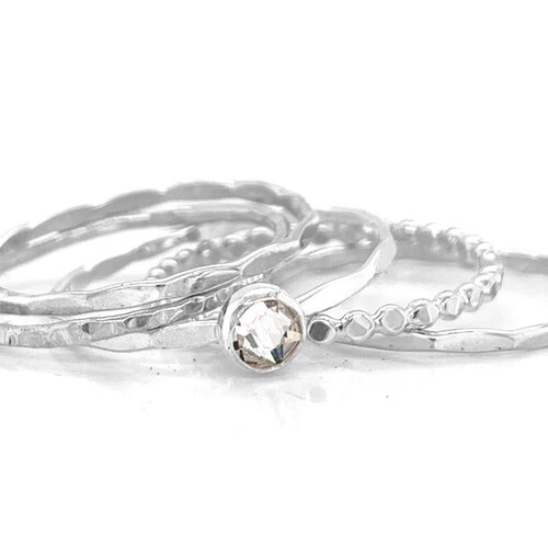 Mixed Metal Stacking Ring Set Skinny Stackable Rings Silver - Etsy