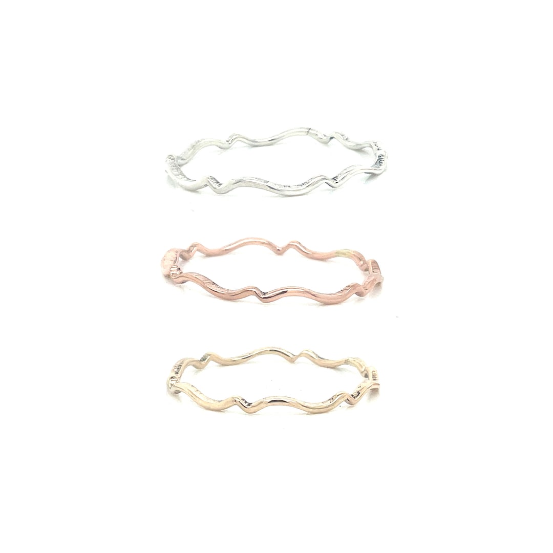 Handmade Wavy Ring in Sterling Silver, Gold Filled, Rose Gold Filled ...
