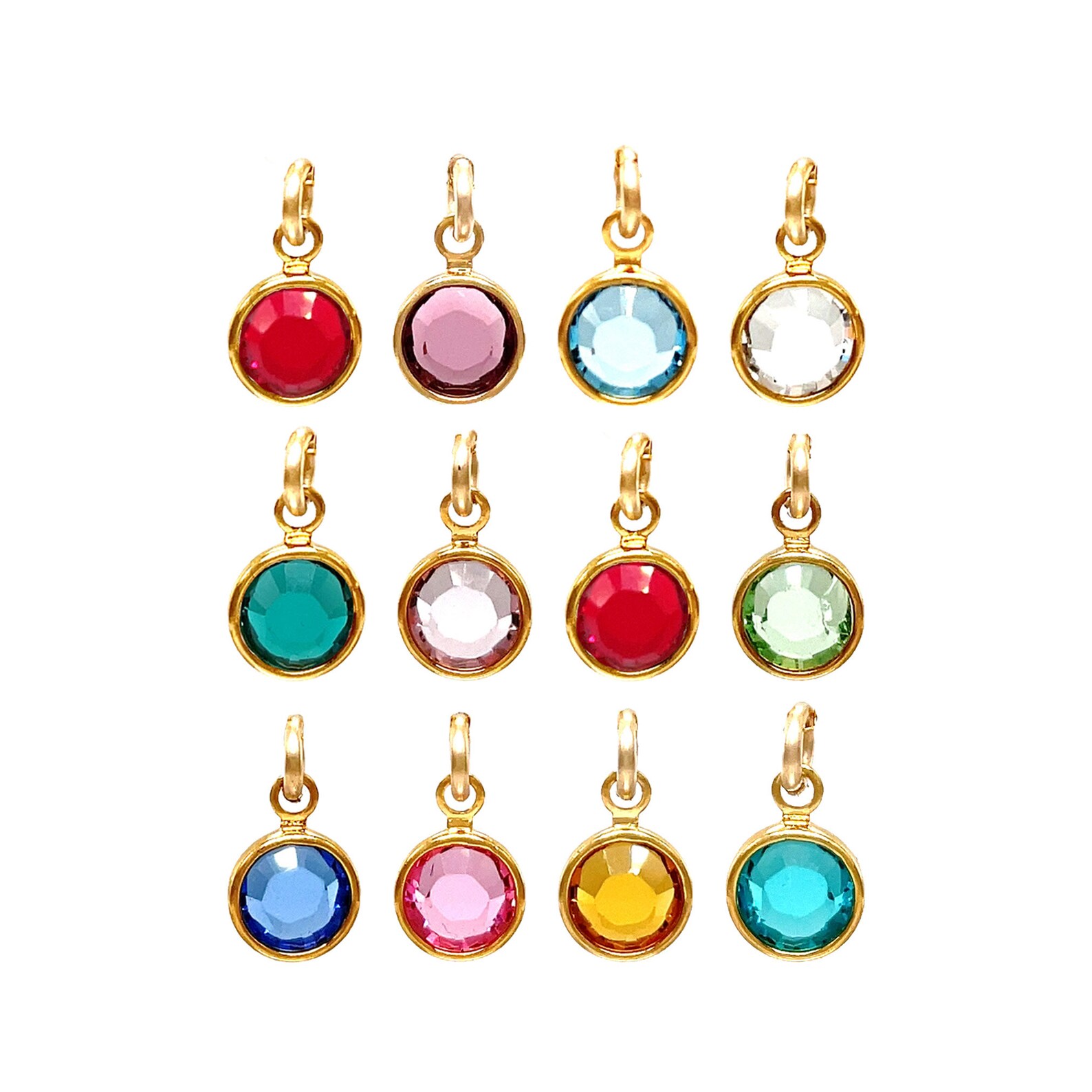Crystal Birthstone Charms in Gold or Silver Tone - Customizable Month ...