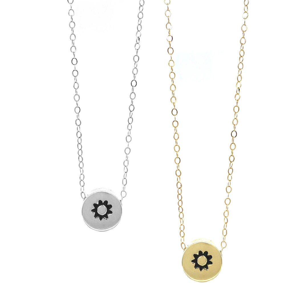 Handmade Sun Charm Necklace - Celestial Pendant in Gold or Silver ...