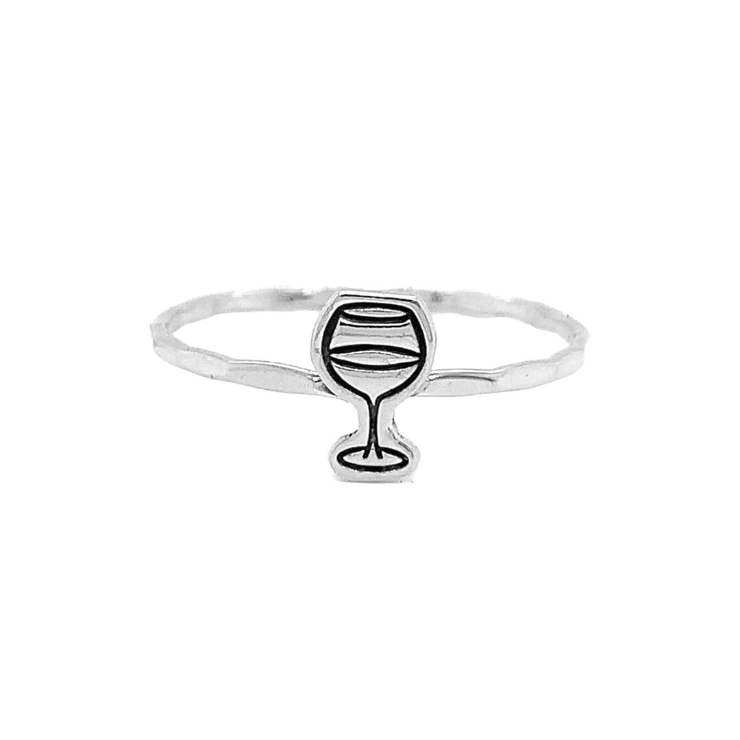 Handcrafted Wine Glass Charm Stacking Ring for Oenophiles - Etsy