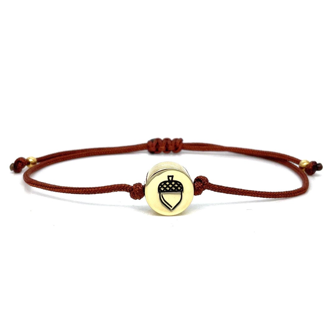 Acorn Charm Adjustable Cord Friendship Bracelet - Nature-inspired ...
