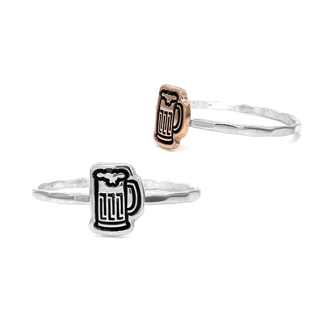 Custom Beer Mug Stacking Ring With Hand Stamped Charm – Ideal Gift for ...