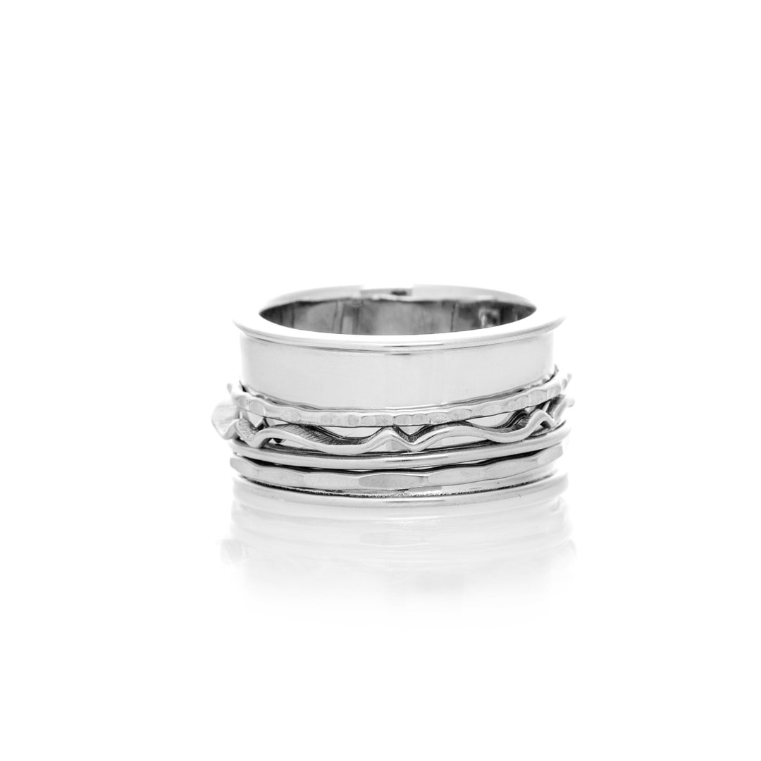 Handmade Interchangeable Wavy Stacking Spinner Ring - Fidget-friendly ...
