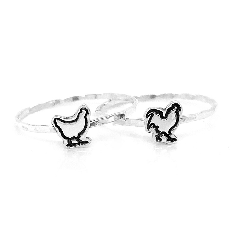 Rooster Charm Cut Out Stacking Ring – Customizable in Sterling, Bronze ...