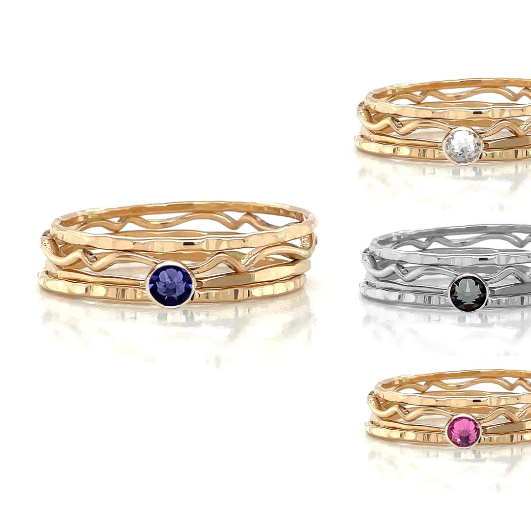 Wavy Crystal Stacking Band Set | BYO - Etsy