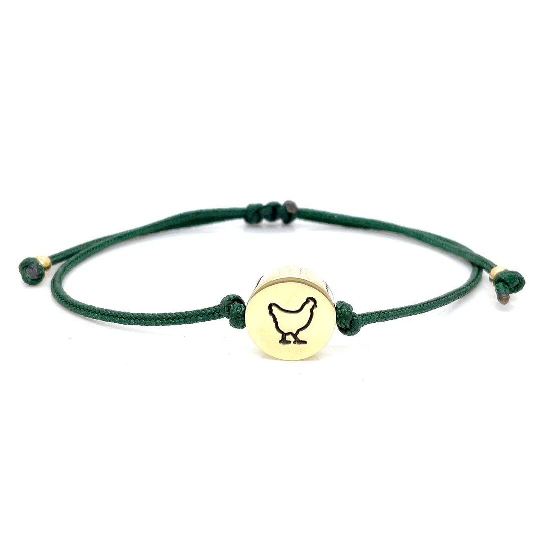 Handmade Chicken Charm Friendship Bracelet - Adjustable Cord ...