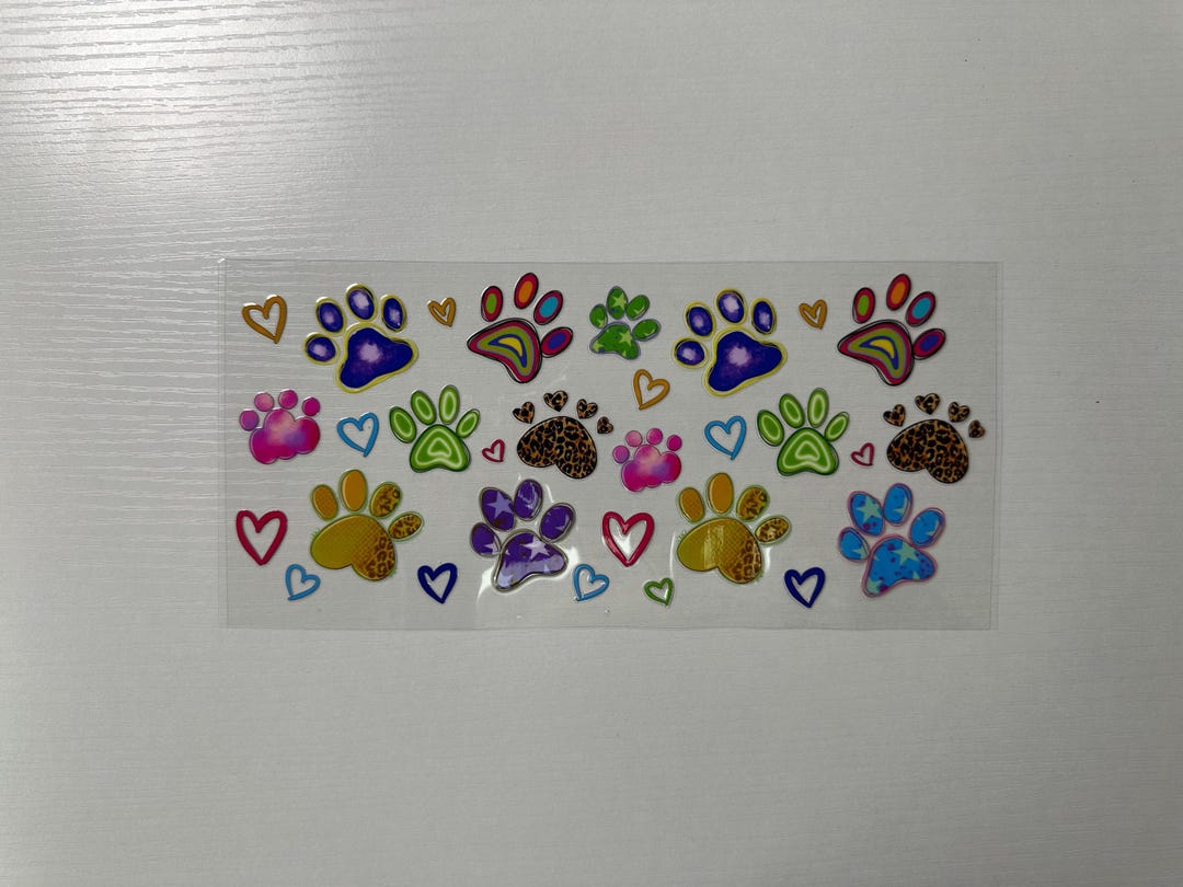 Dog Paws Multicolor UV DTF Decal - Etsy