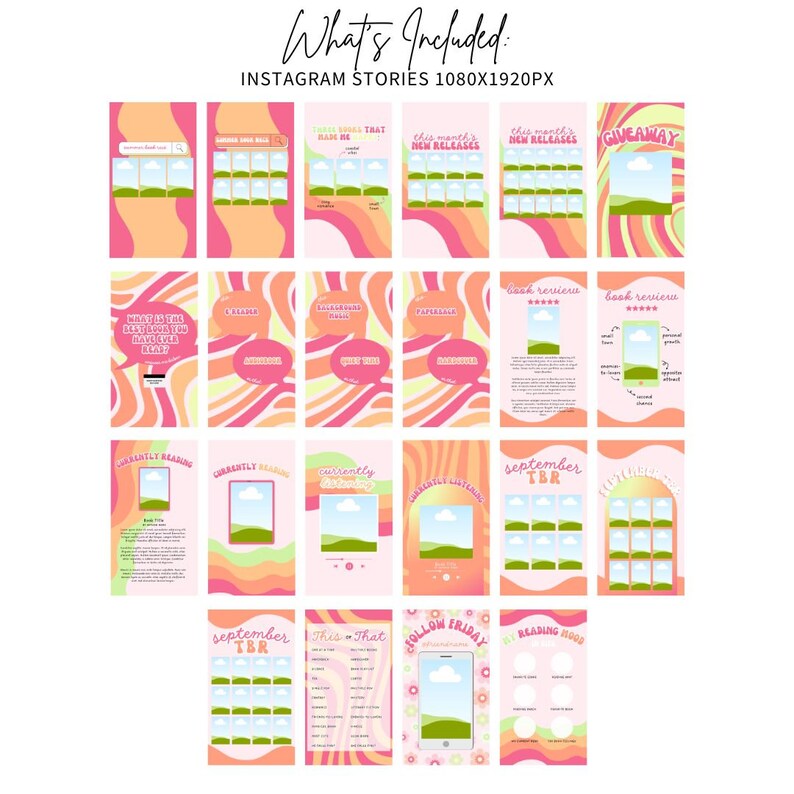 Bookstagram Stories, Templates || Melon Swirl || 40+ Instagram Story ...